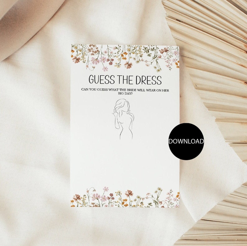 Guess the Dress Game,wildflower Bridal Shower Game,floral Bridal Party ...