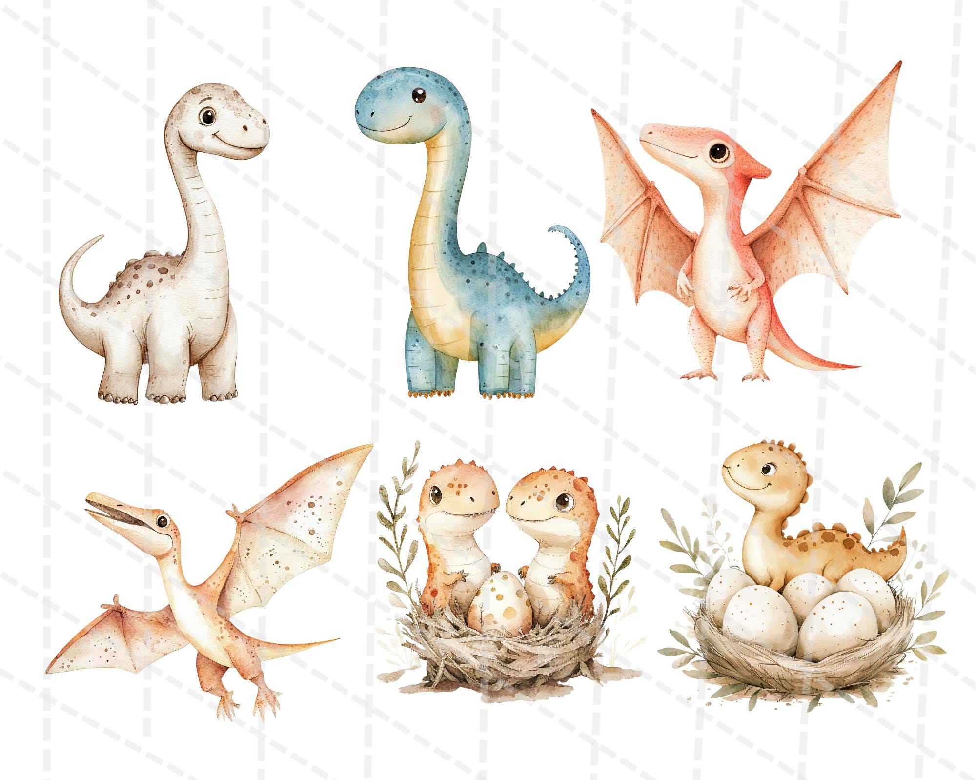 Watercolor Dinosaurs Clipart,cute Dino Illustration Png,dinosaure ...