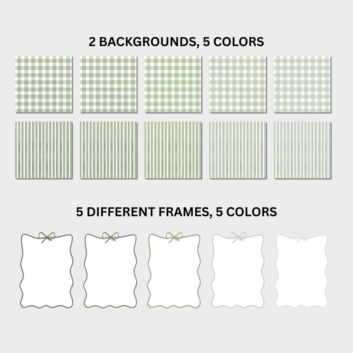 Green Wavy Frame SVG Bundle: Whimsical Gingham Clipart (digital ...