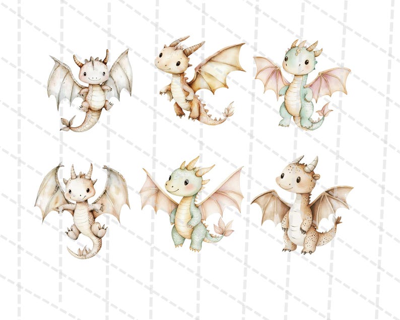 Watercolor Dragon Clipart: Fantasy Story Illustration (PNG Digital ...