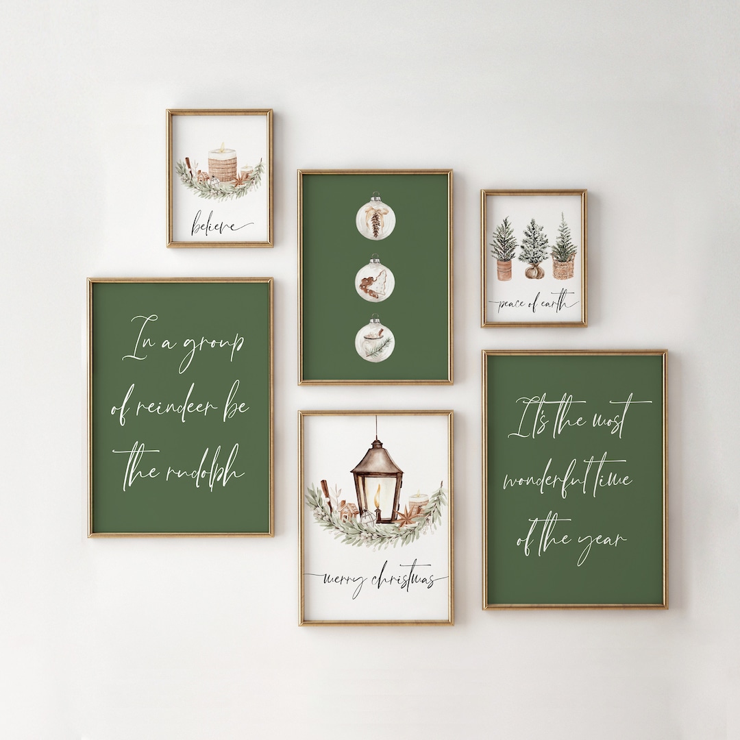 Christmas Printable Gallery Wall Art 6 Print Bundle,xmas Art Prints ...