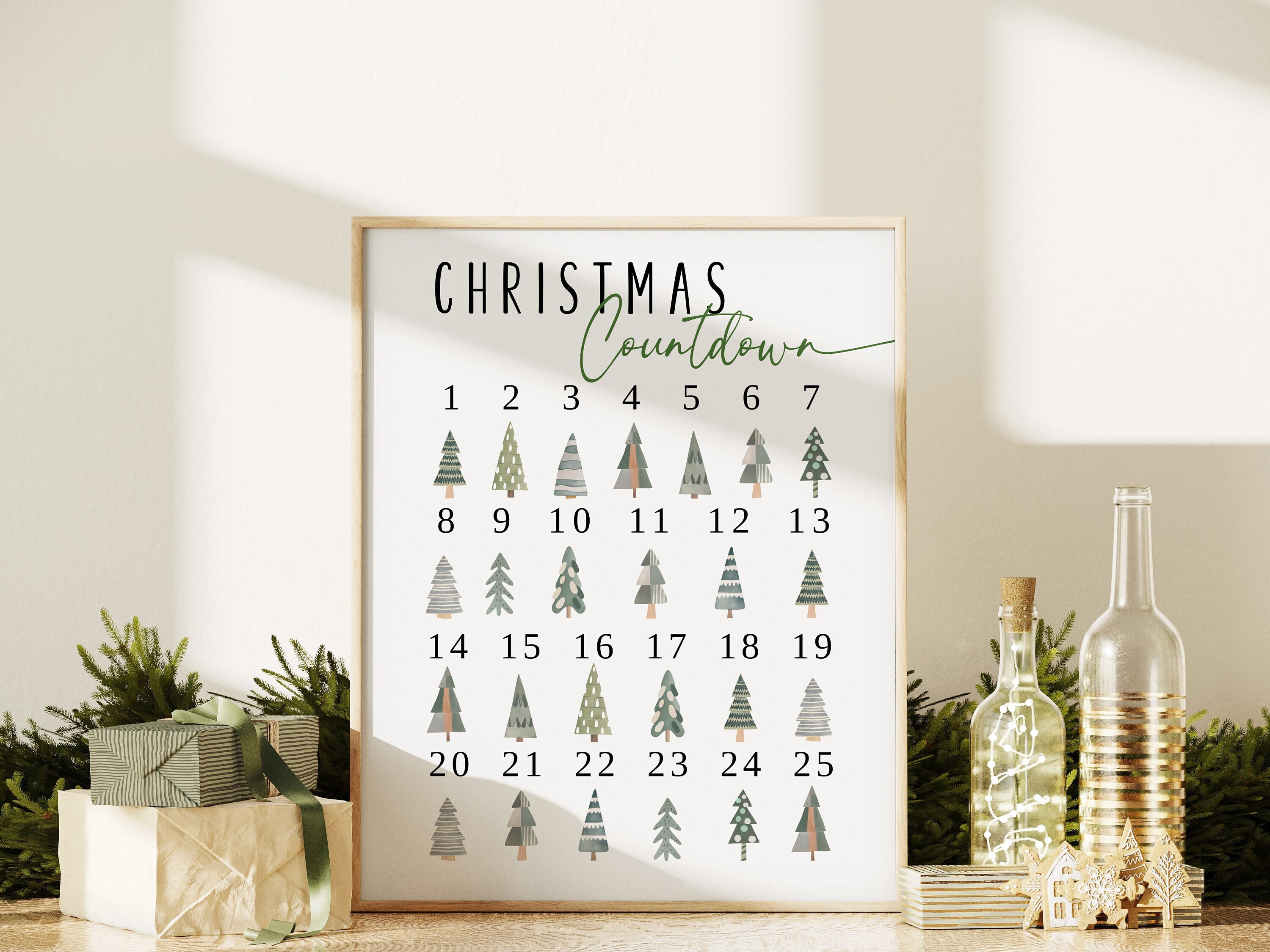 Christmas Countdown Print,winter Wall Art Print,christmas Wall Art ...