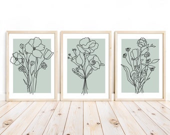 Sage Green Line Art - Etsy