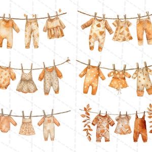 Fall Baby Clothesline Clipart Bundle: Autumn PNG Graphics (digital ...
