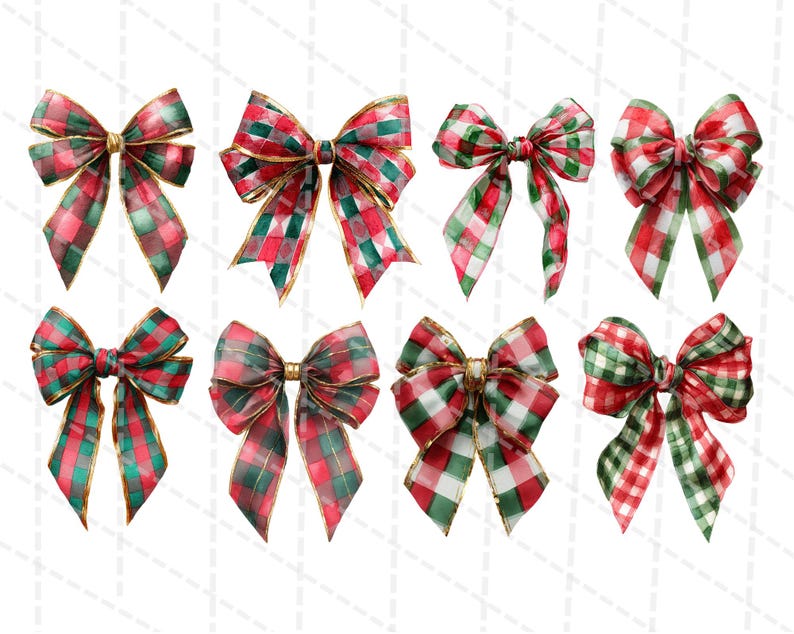 Christmas Bow Clipart: Holiday Greenery Pngs (digital Download) - Etsy