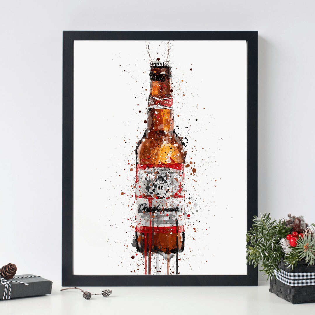 Budweiser Beer Watercolour Splash Print Photo Alcohol Artwork for Home ...