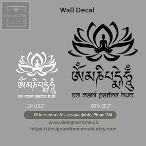 Om Mani Padme Hum, Tibetan Chants Decal, Sacred Mantra Decal, Buddhist ...