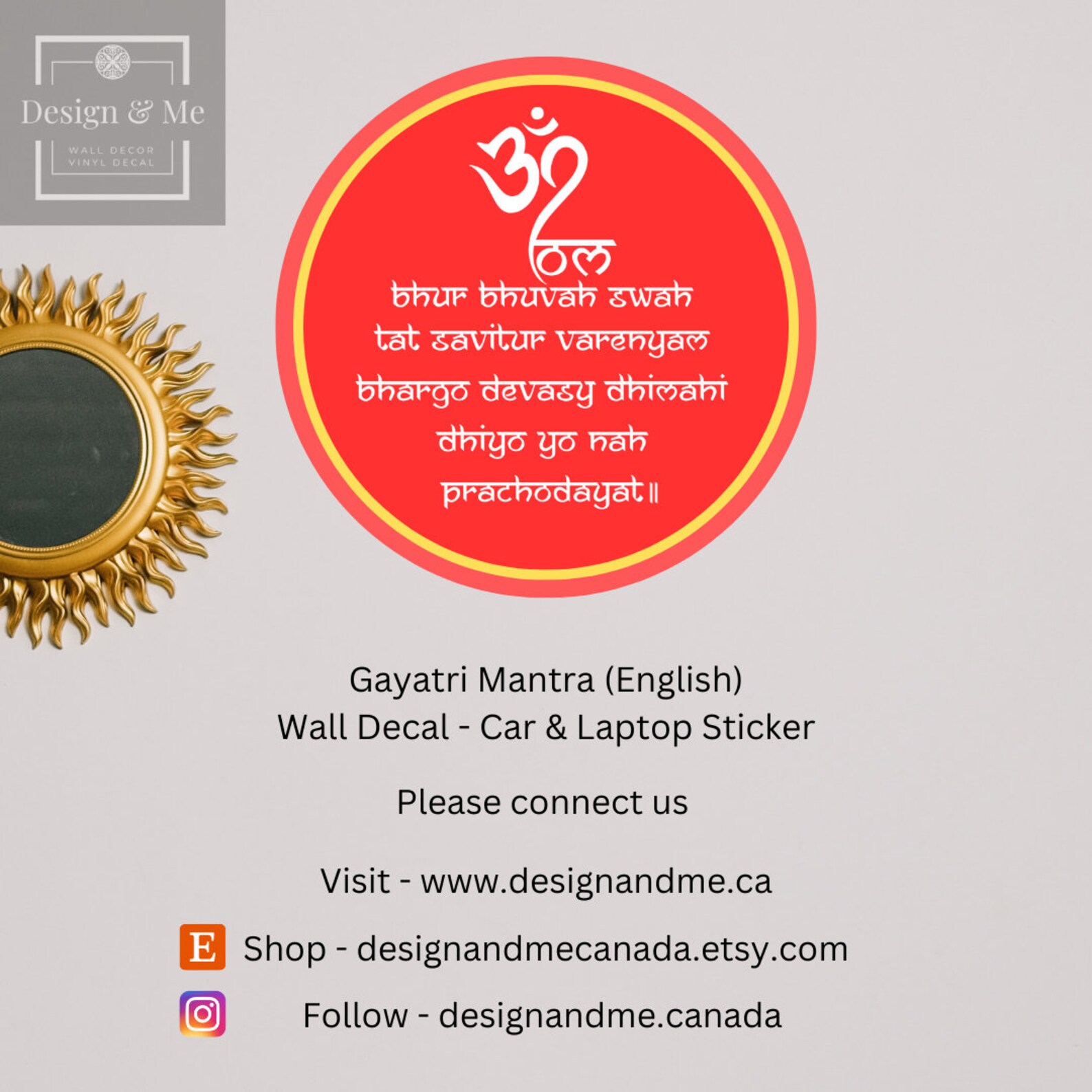 Gayatri Mantra English Vinyl Decal, Car/laptop Sticker - Etsy