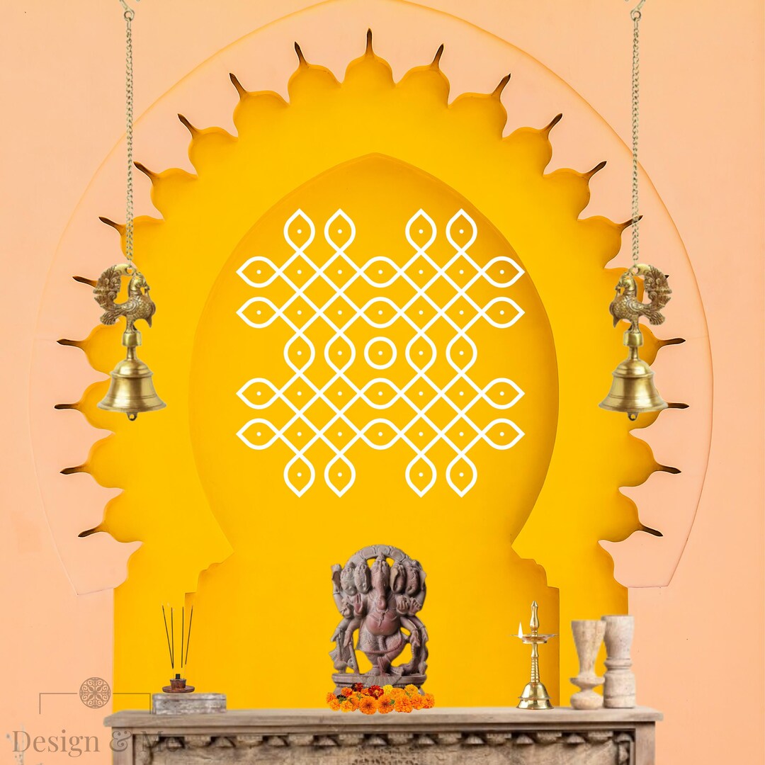 Kolam Designs Vinyl Decals, Traditional South Indian Design Stickers ...