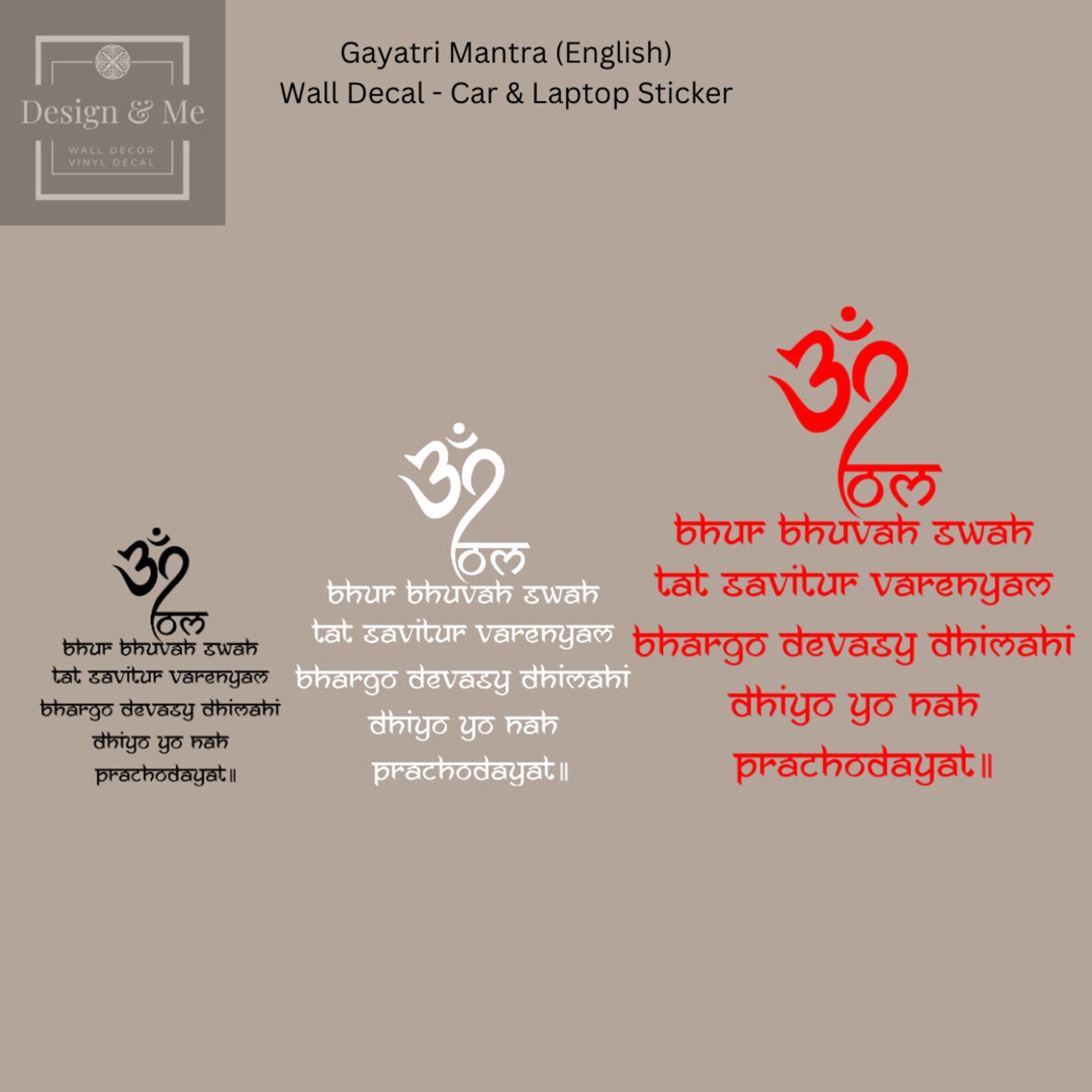 Gayatri Mantra English Vinyl Decal, Car/laptop Sticker - Etsy