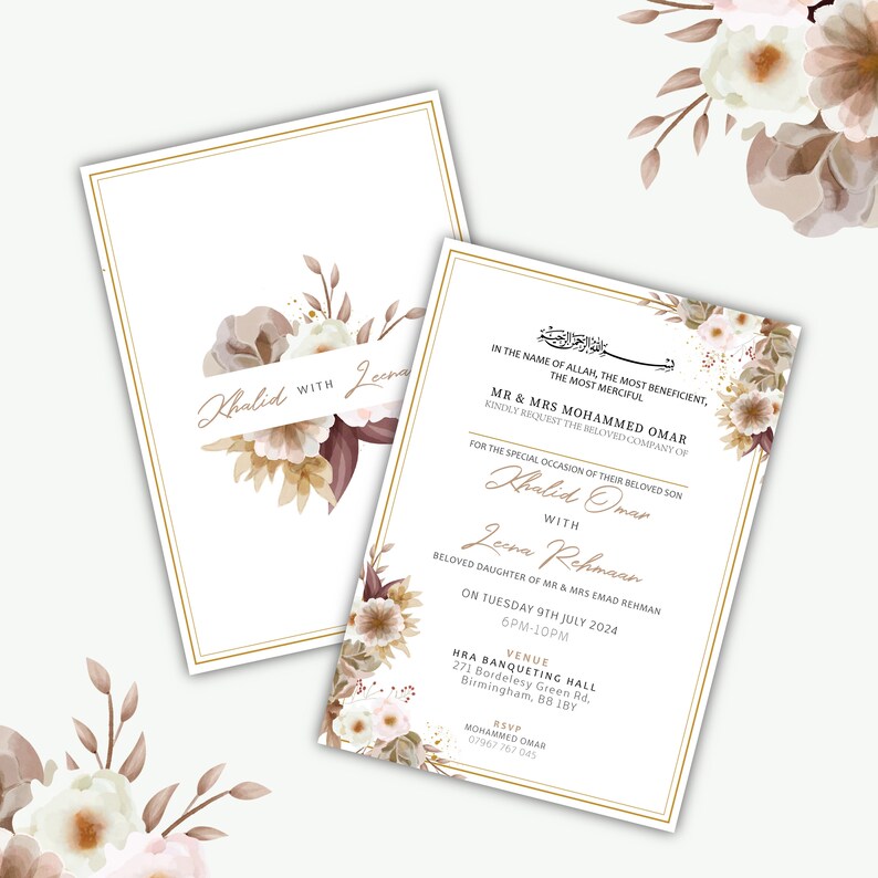 Brown and Cream Wedding Invitation - Etsy