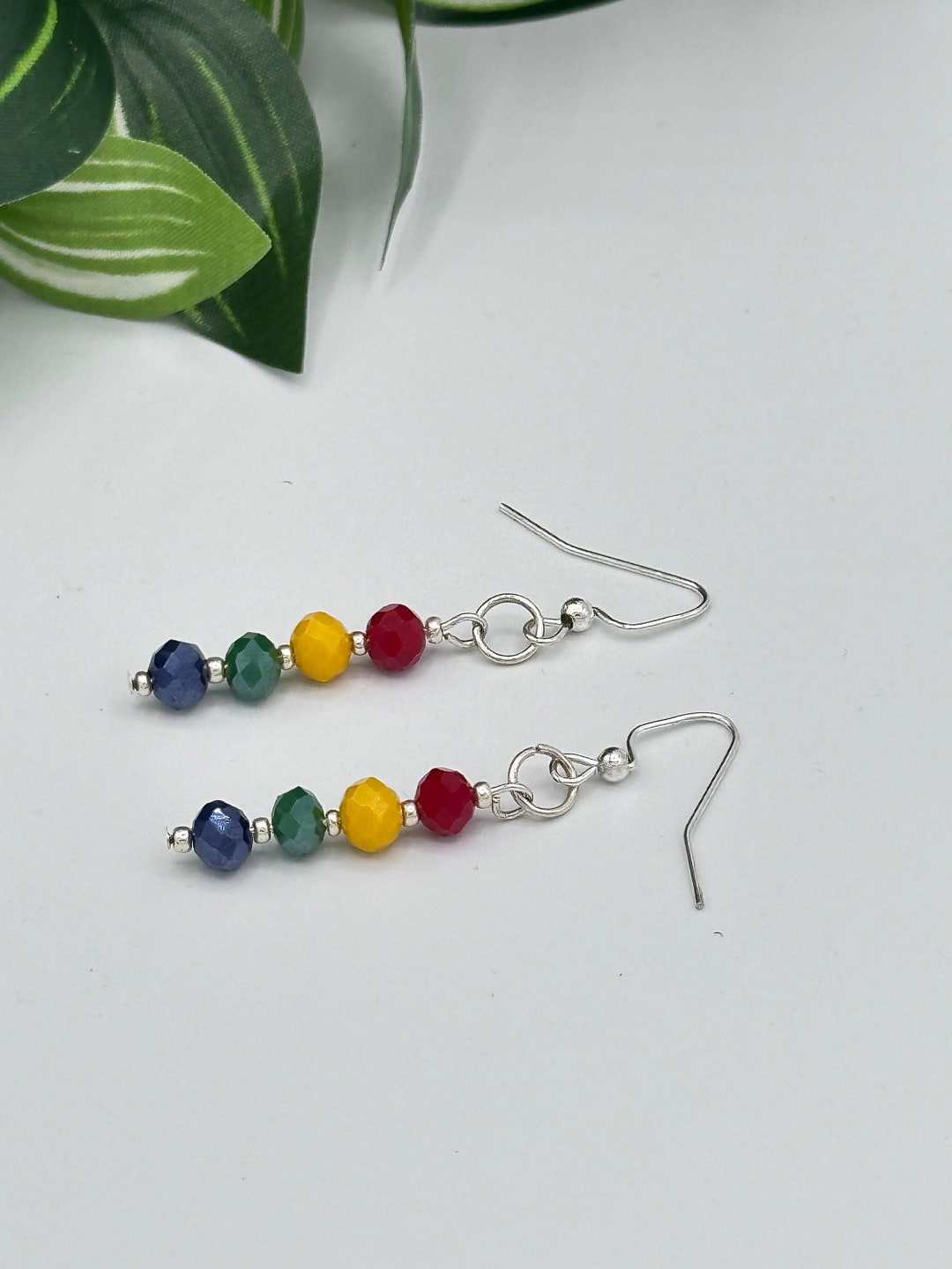 Rainbow Beaded Earrings, Multi Color Earrings, Rainbow Dangle Earrings, Fun Earrings, Awareness ...