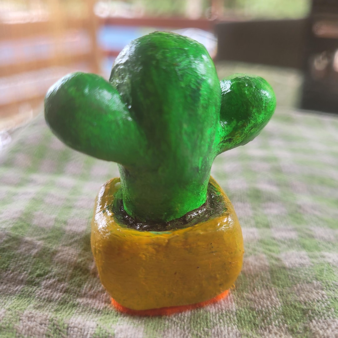 Miniature Cactus Plant Clay Sculpture - Cute Handmade Ceramic Succulent ...