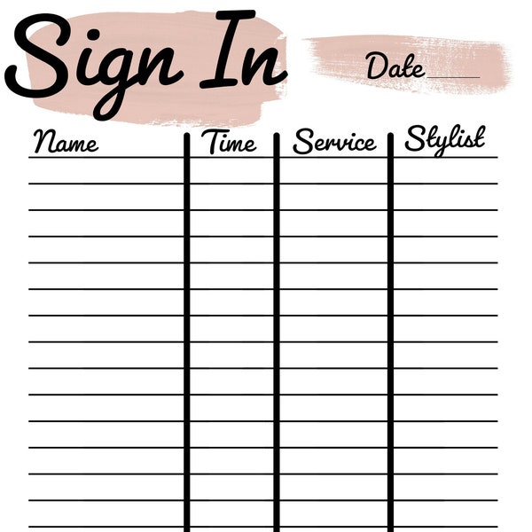 Client Sign in Sheets - Etsy