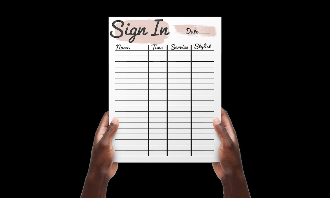 Salon Client Sign in Sheet Printable,instant Download, PDF, Minimal ...