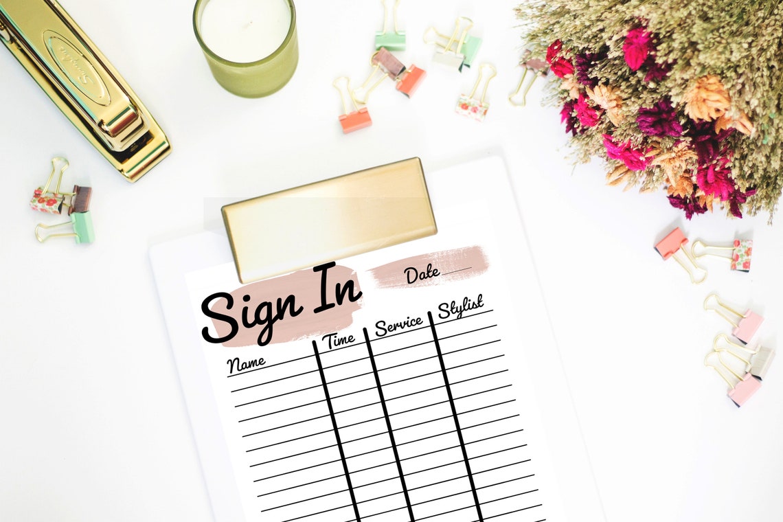 Salon Client Sign in Sheet Printable,instant Download, PDF, Minimal ...
