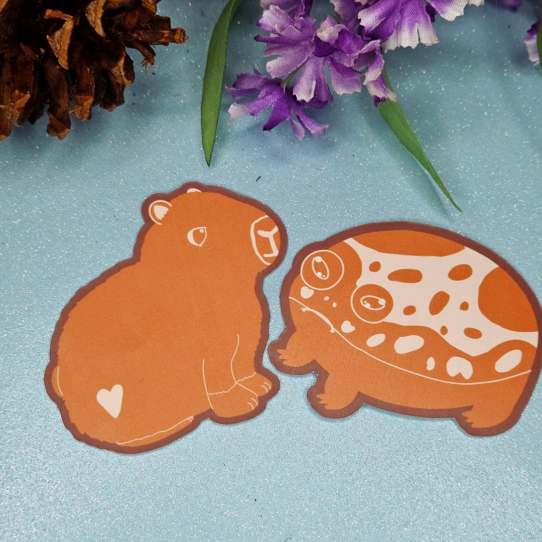 Gingerbread Capybara and Frog Vinyl Sticker - Etsy