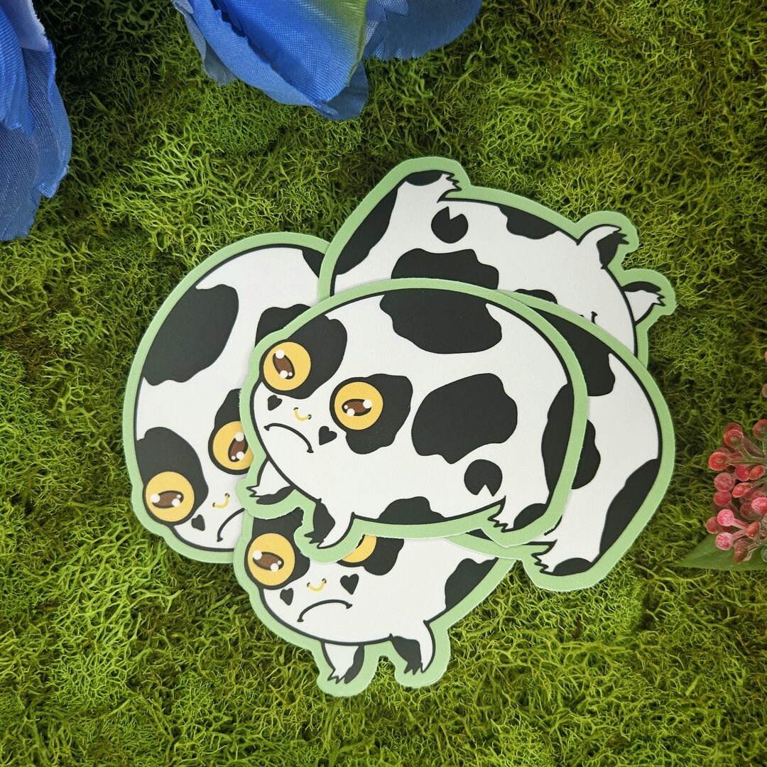 Cow Reggie the Common Rain Frog Vinyl Sticker | Frog Sticker, Cow ...