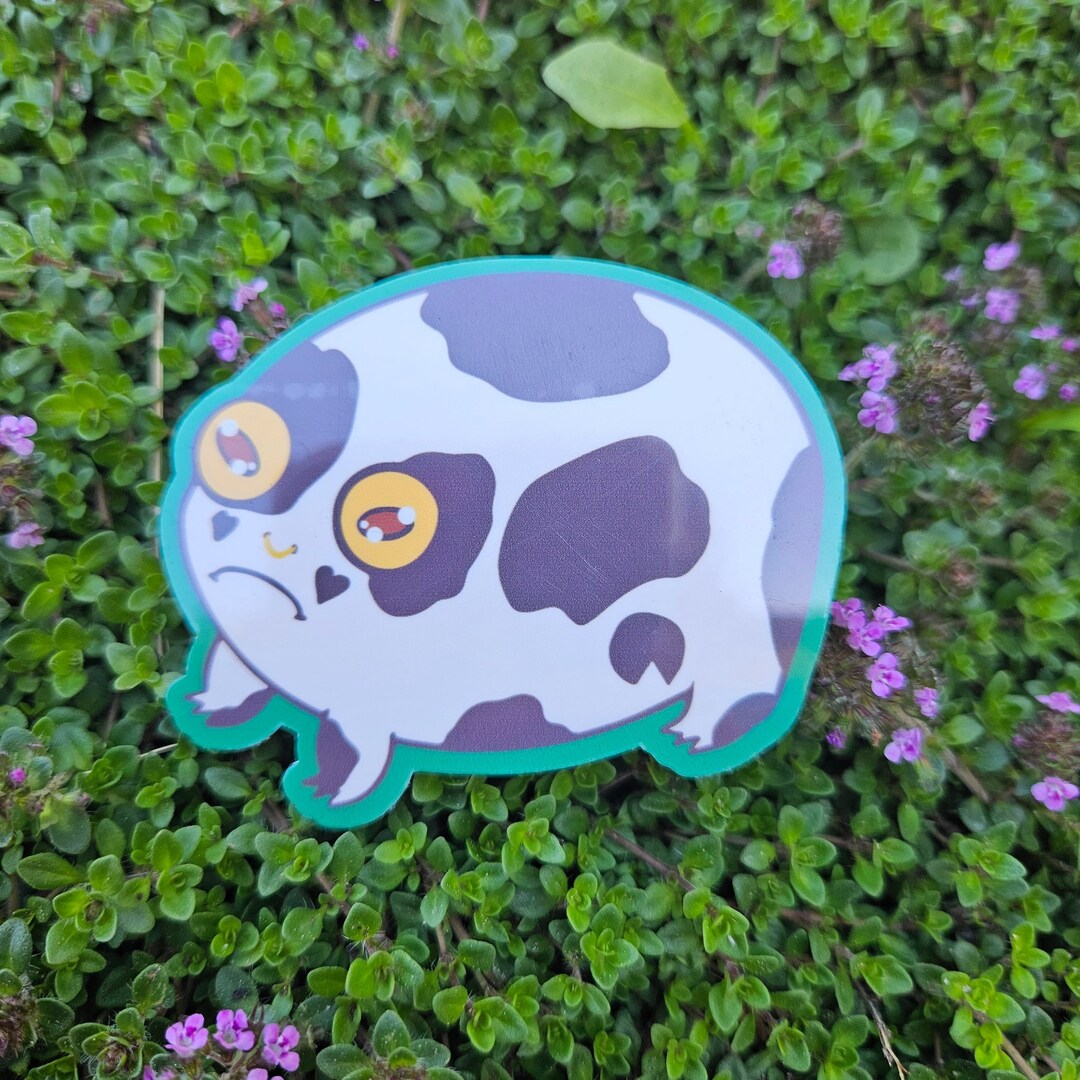 Cow Reggie the Common Rain Frog Vinyl Sticker Frog Sticker, Cow Sticker ...