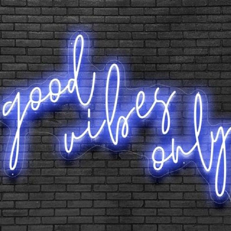 Blue Neon Lights Words