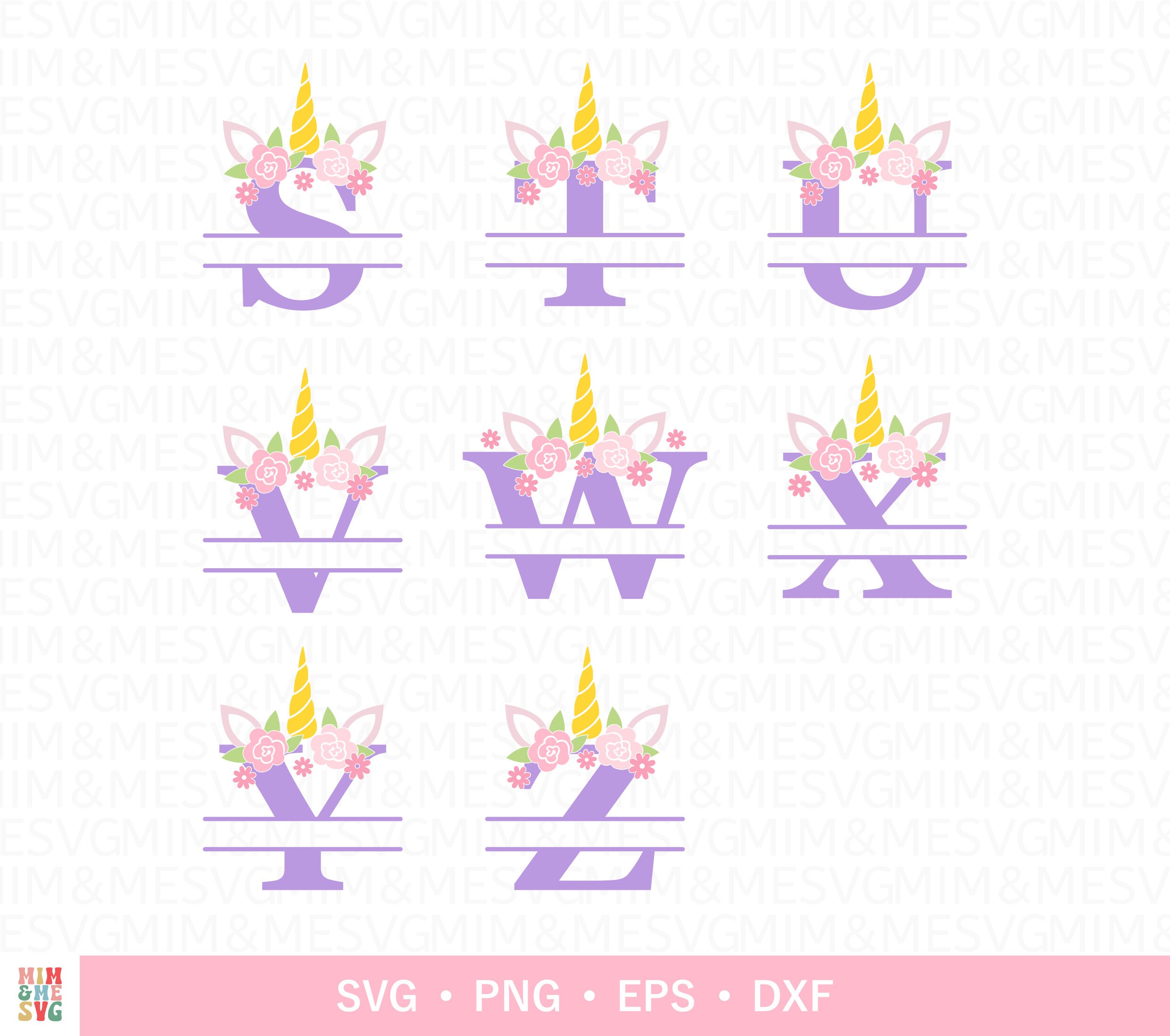 Unicorn Split Monogram Svg Unicorn Monogram Svg Unicorn T Etsy