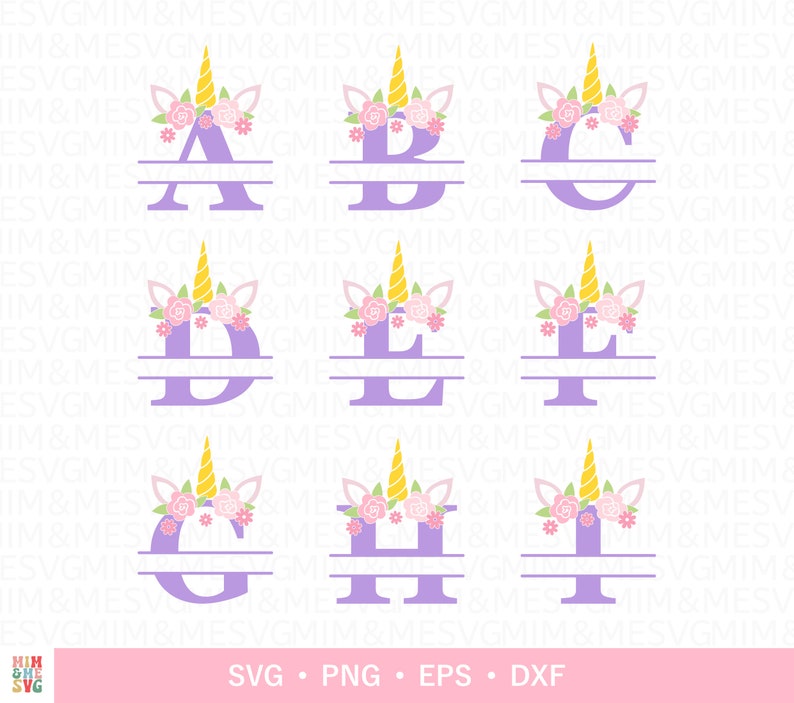 Unicorn Split Monogram Svg Unicorn Monogram Svg Unicorn T Etsy