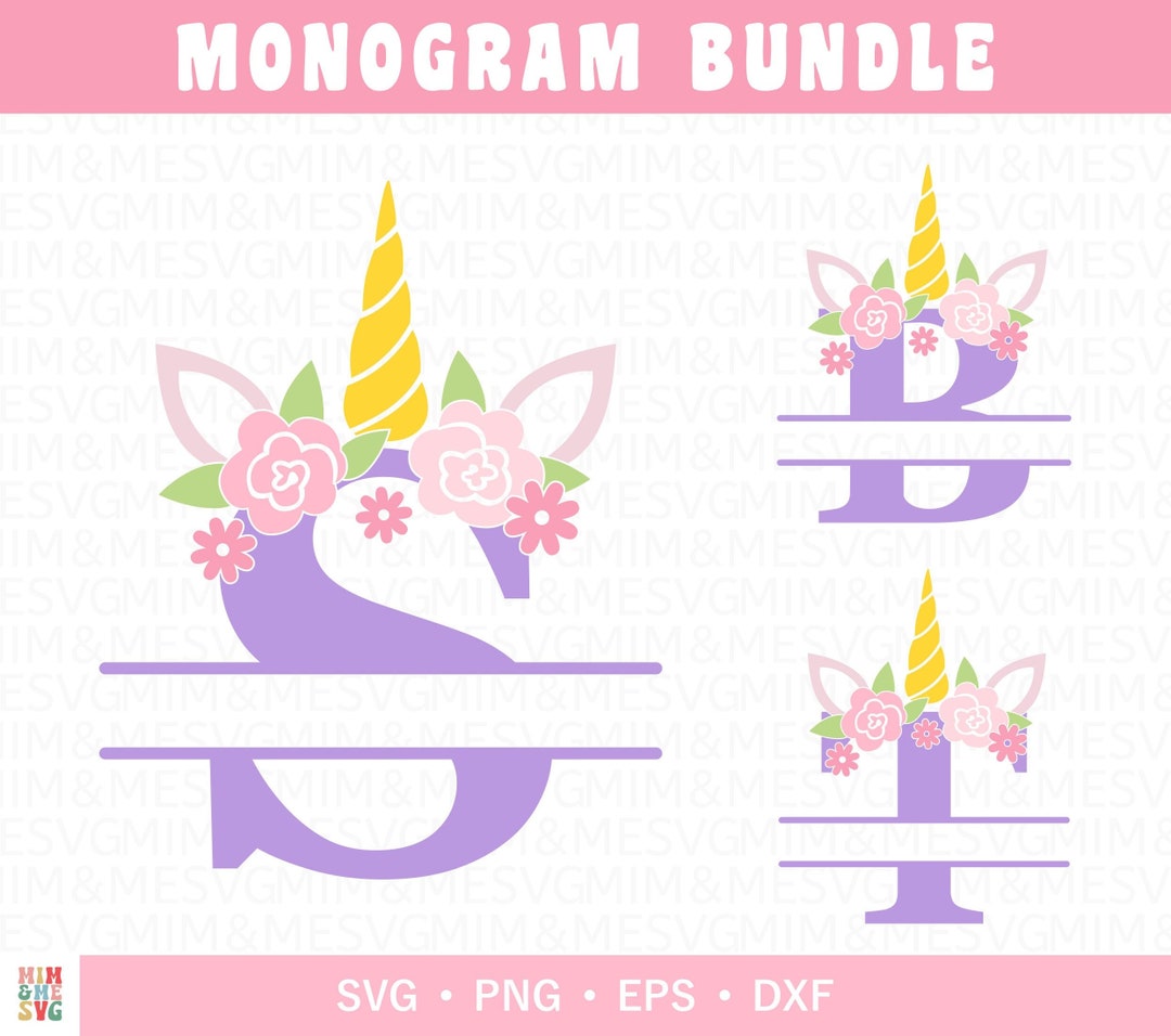 Unicorn Split Monogram Svg Unicorn Monogram Svg Unicorn T Etsy