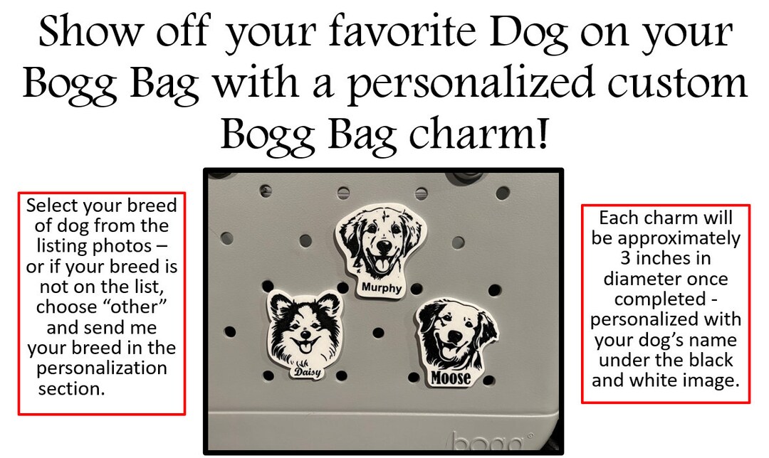 Custom Dog Breed Bogg Bag Charms, Dog Mom Bogg Bag Bits, Fur Baby ...