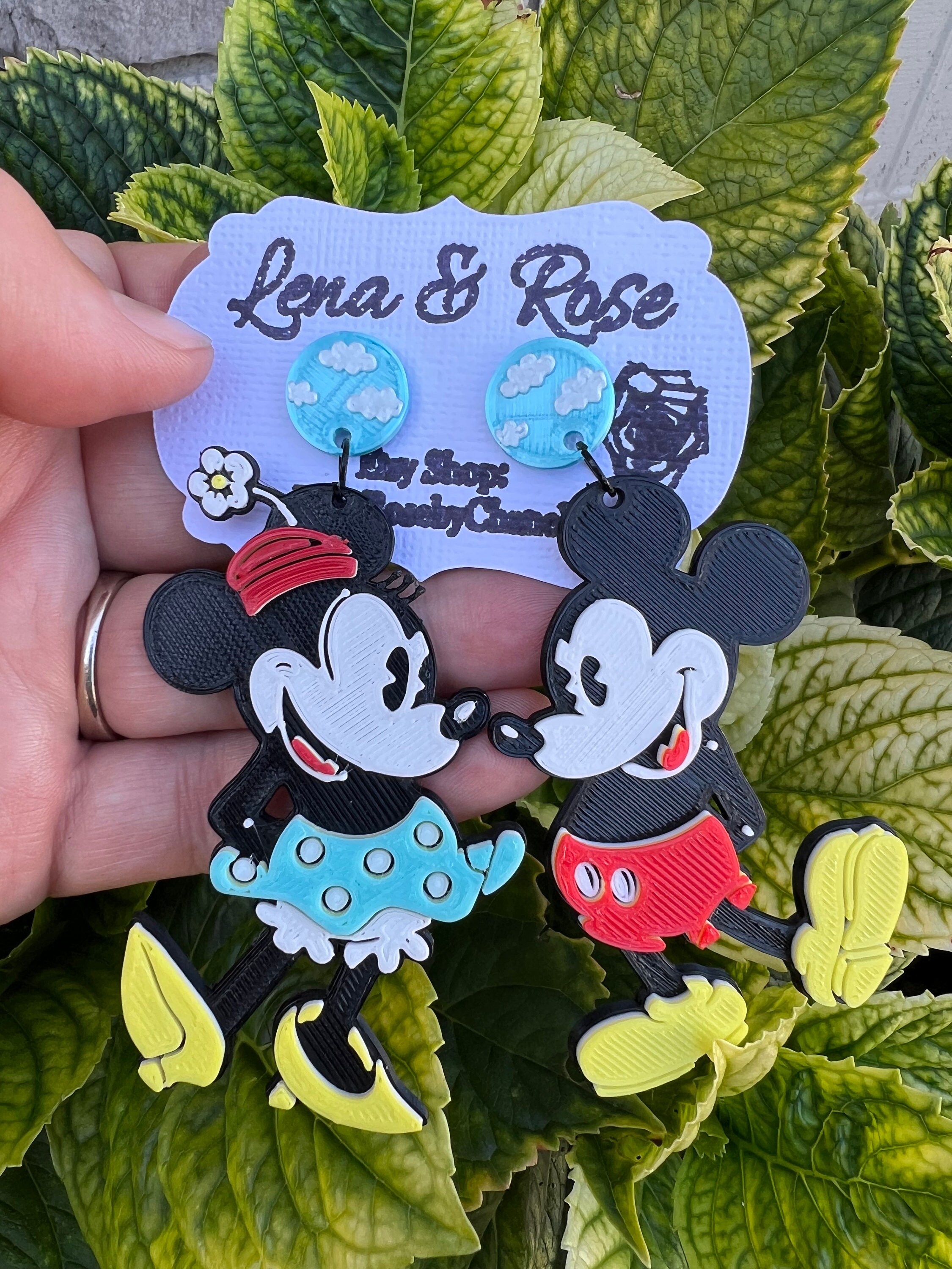 3D Printed Classic Mickey and Minnie Full Body Earrings - Etsy