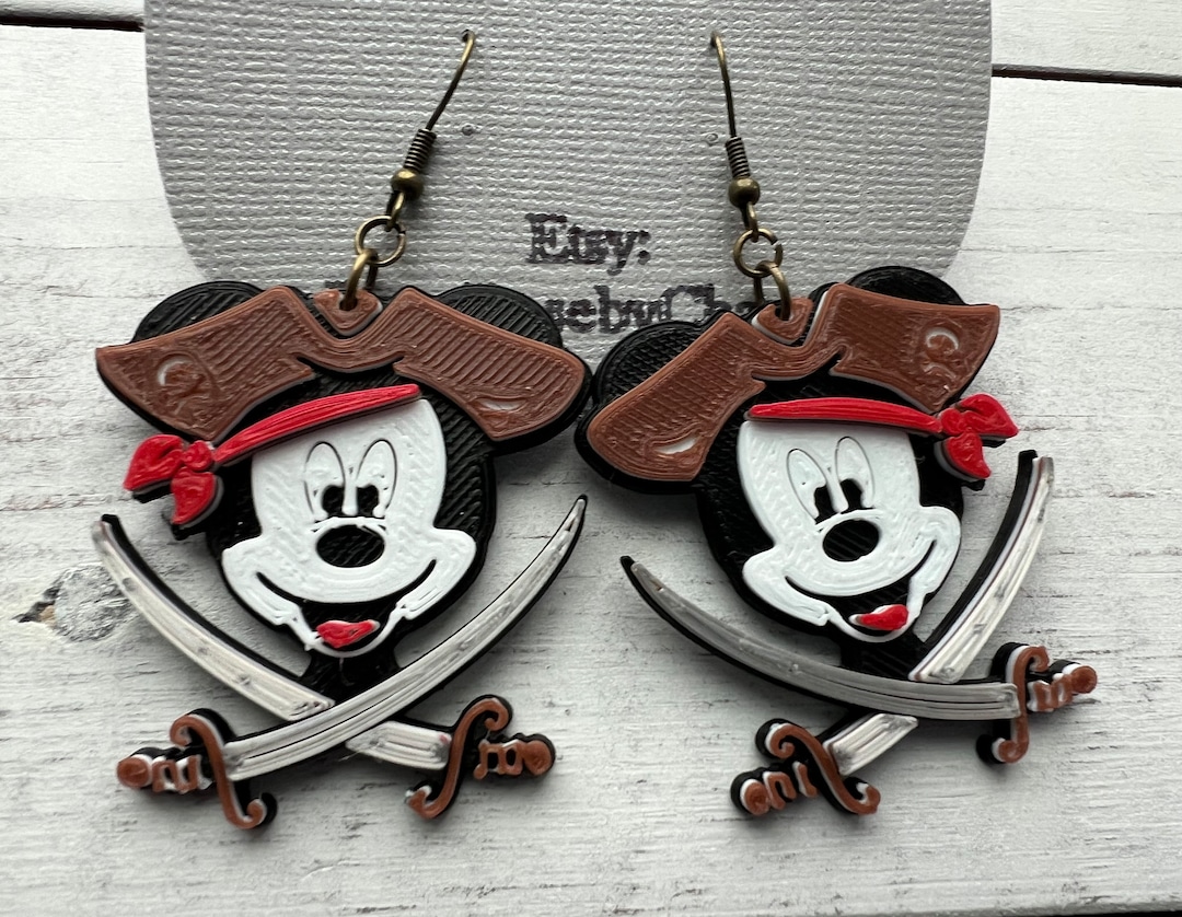 Mickey Pirate With Swords Dangle Earrings Disney Cruise Pirate Night ...