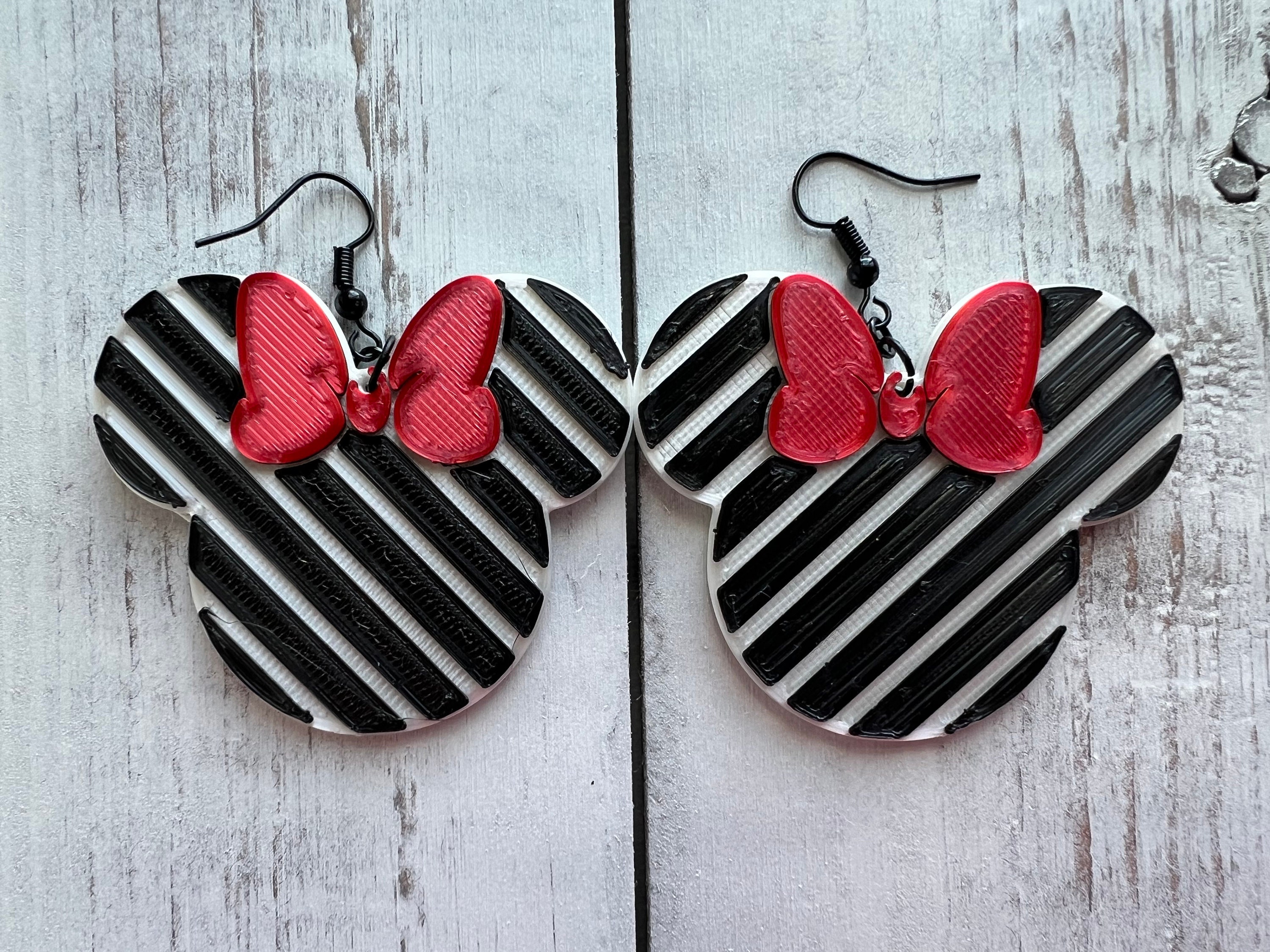 Disney Christmas Earrings, Minnie Mouse Candy Cane Stripes, Minnie ...