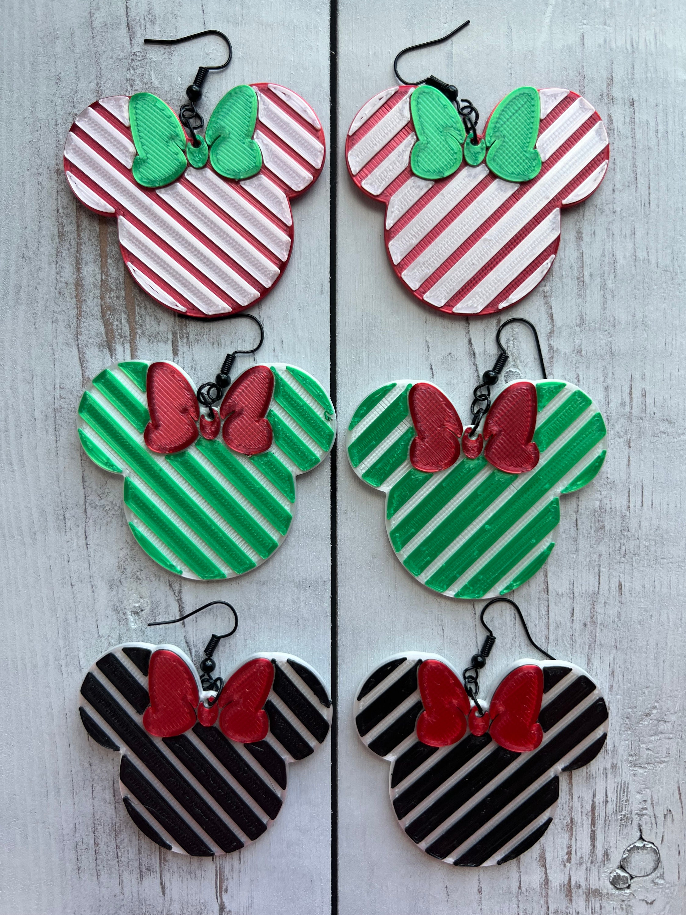 Disney Christmas Earrings, Minnie Mouse Candy Cane Stripes, Minnie ...