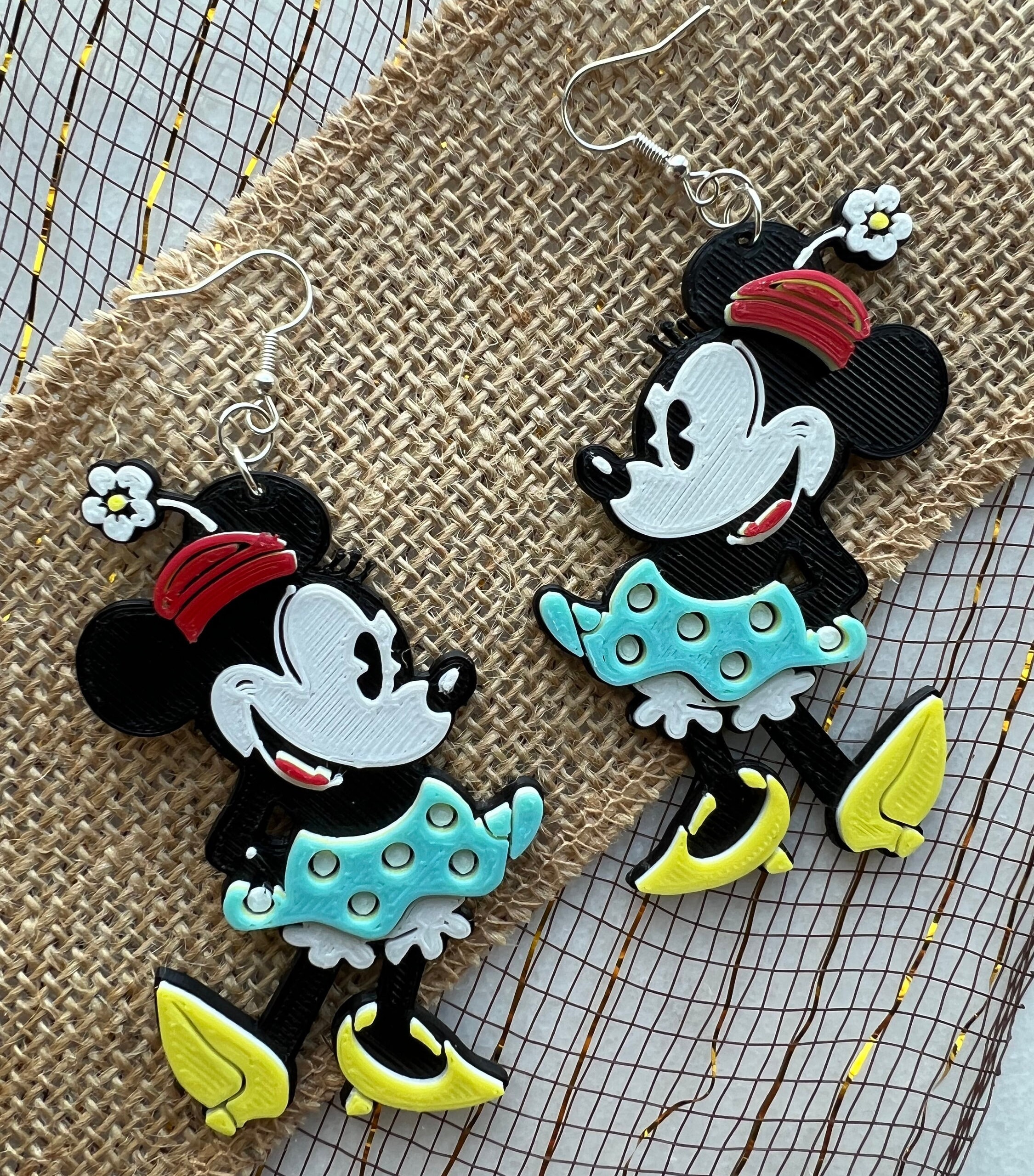 3D Printed Classic Mickey and Minnie Full Body Earrings | Mickey Mouse ...