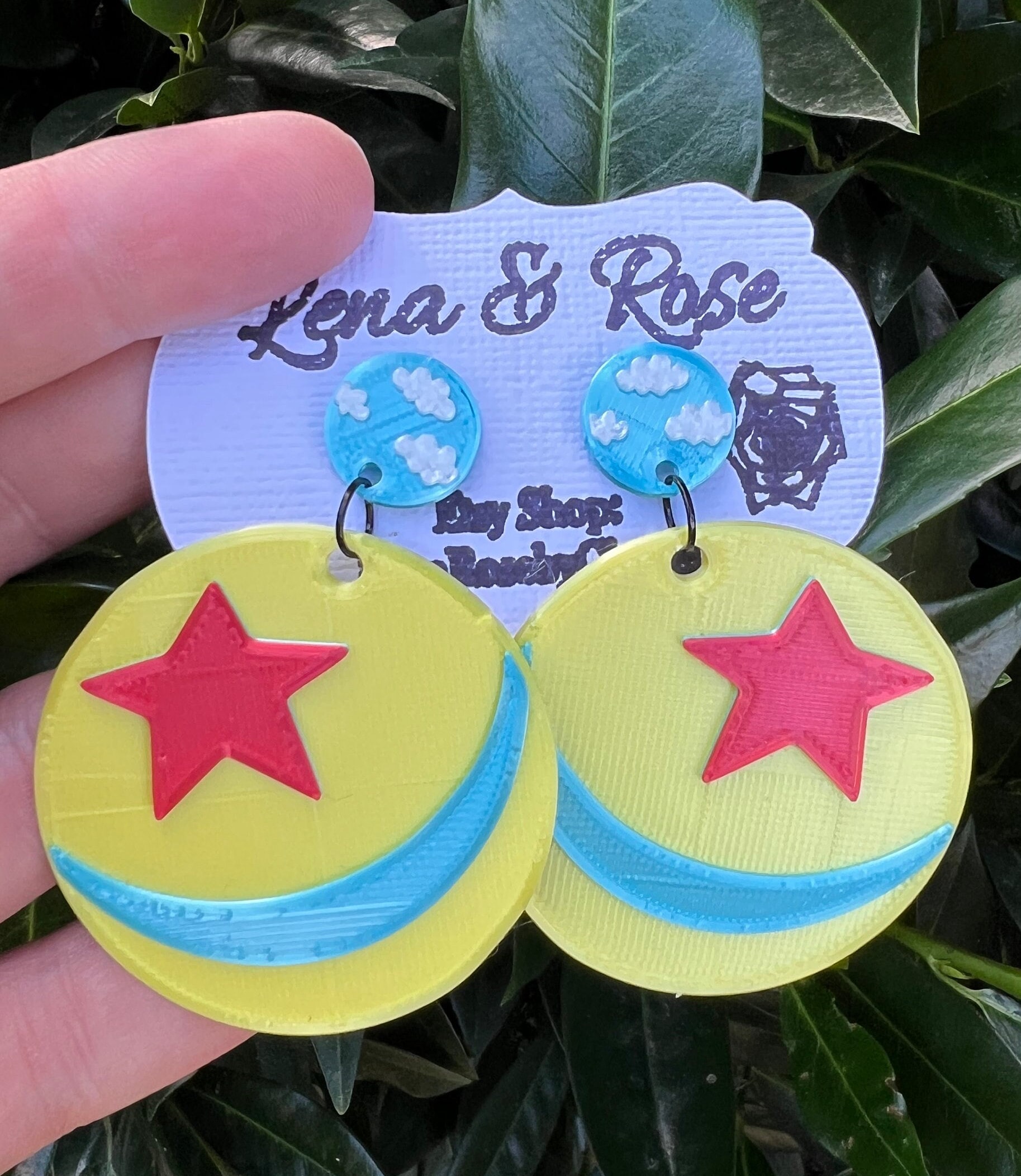 Pixar Ball Earrings | 3D Printed | Yellow Ball | Red Star | Toy Story ...