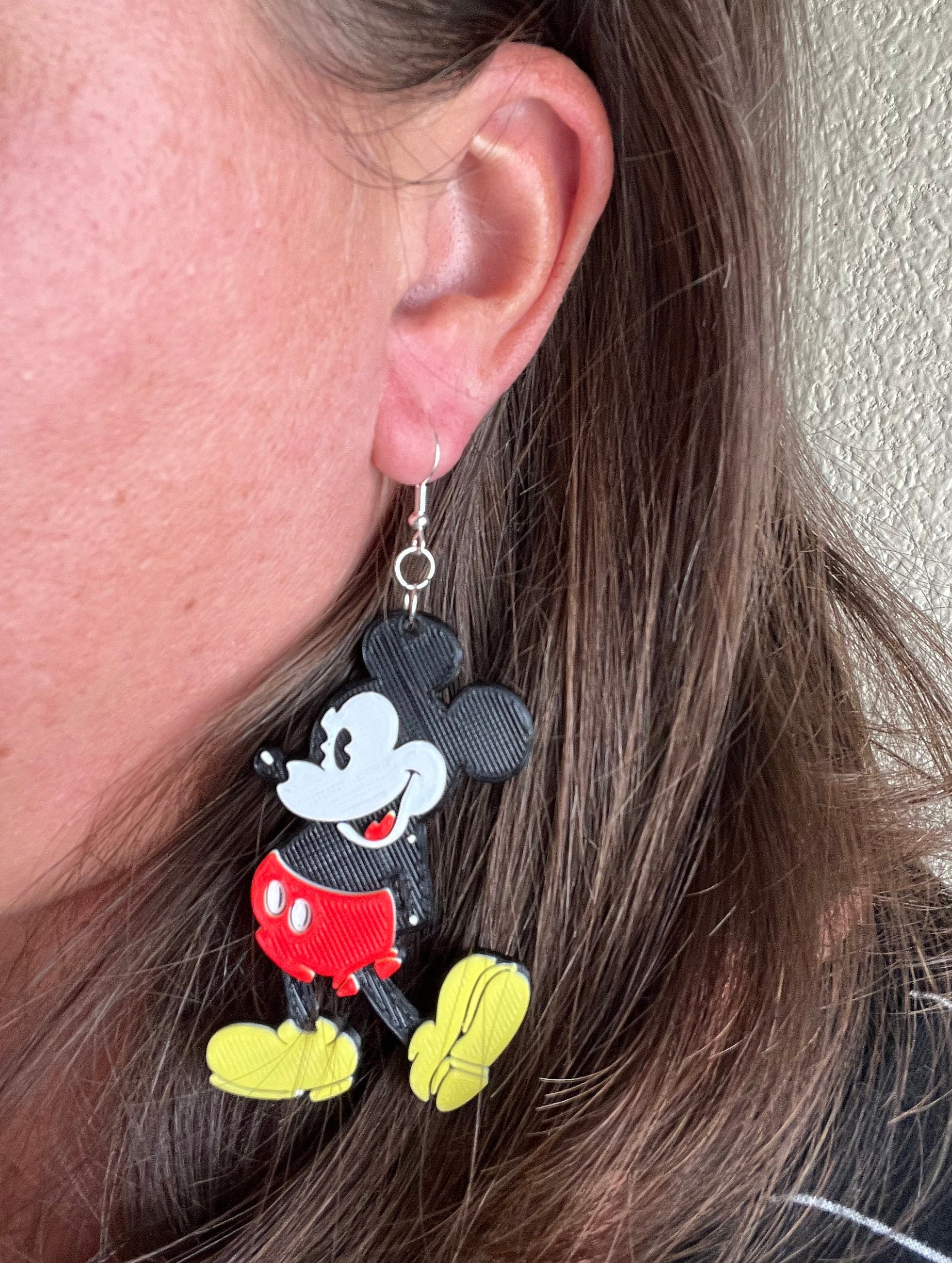 3D Printed Classic Mickey and Minnie Full Body Earrings | Mickey Mouse ...