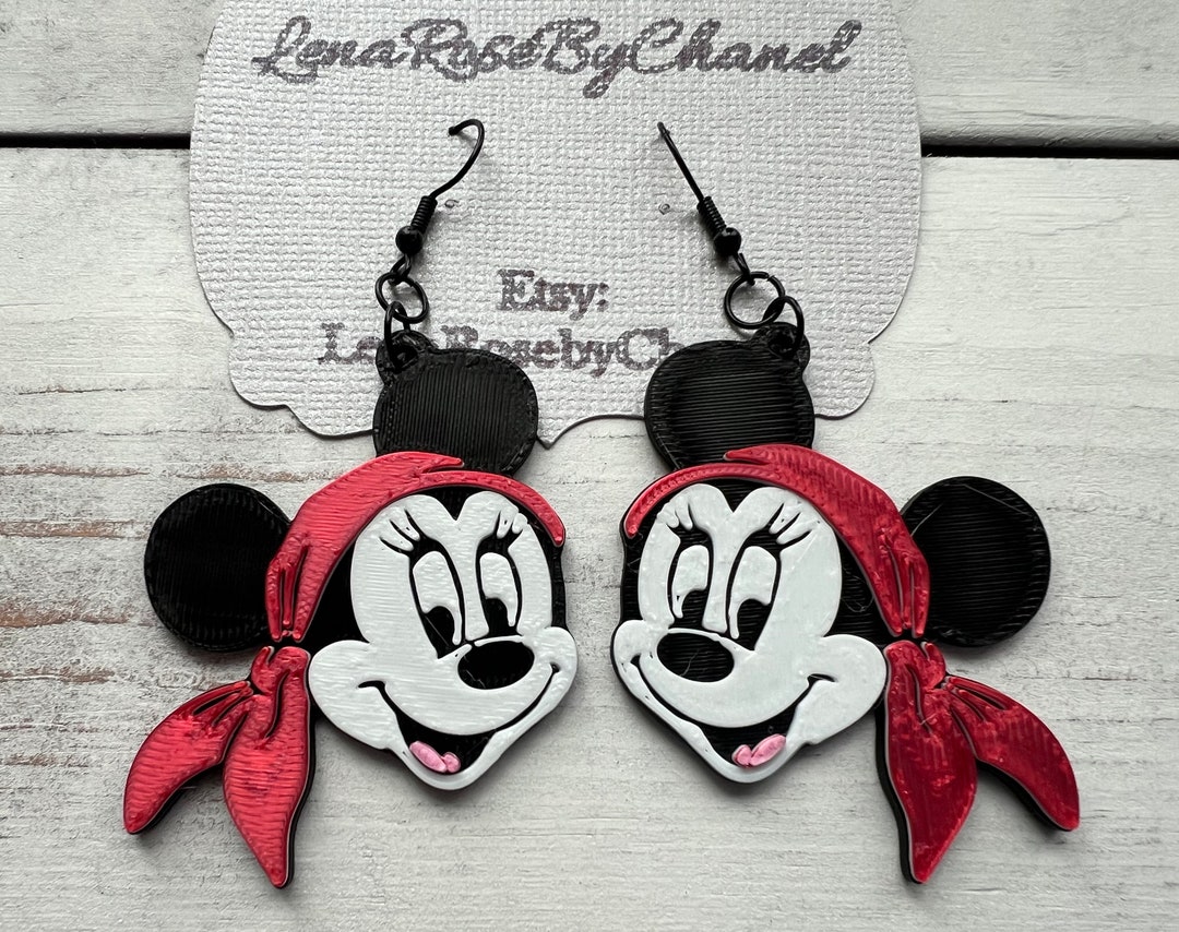 Minnie Mouse Pirate Theme Dangle Earrings Disney Cruise Pirate Night ...