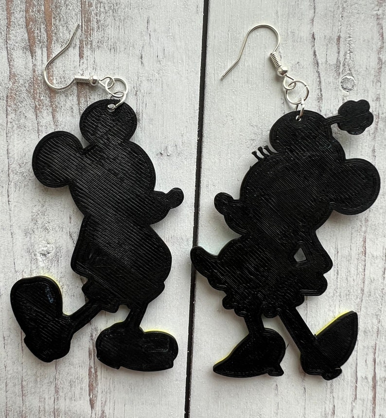 3D Printed Classic Mickey and Minnie Full Body Earrings | Mickey Mouse ...