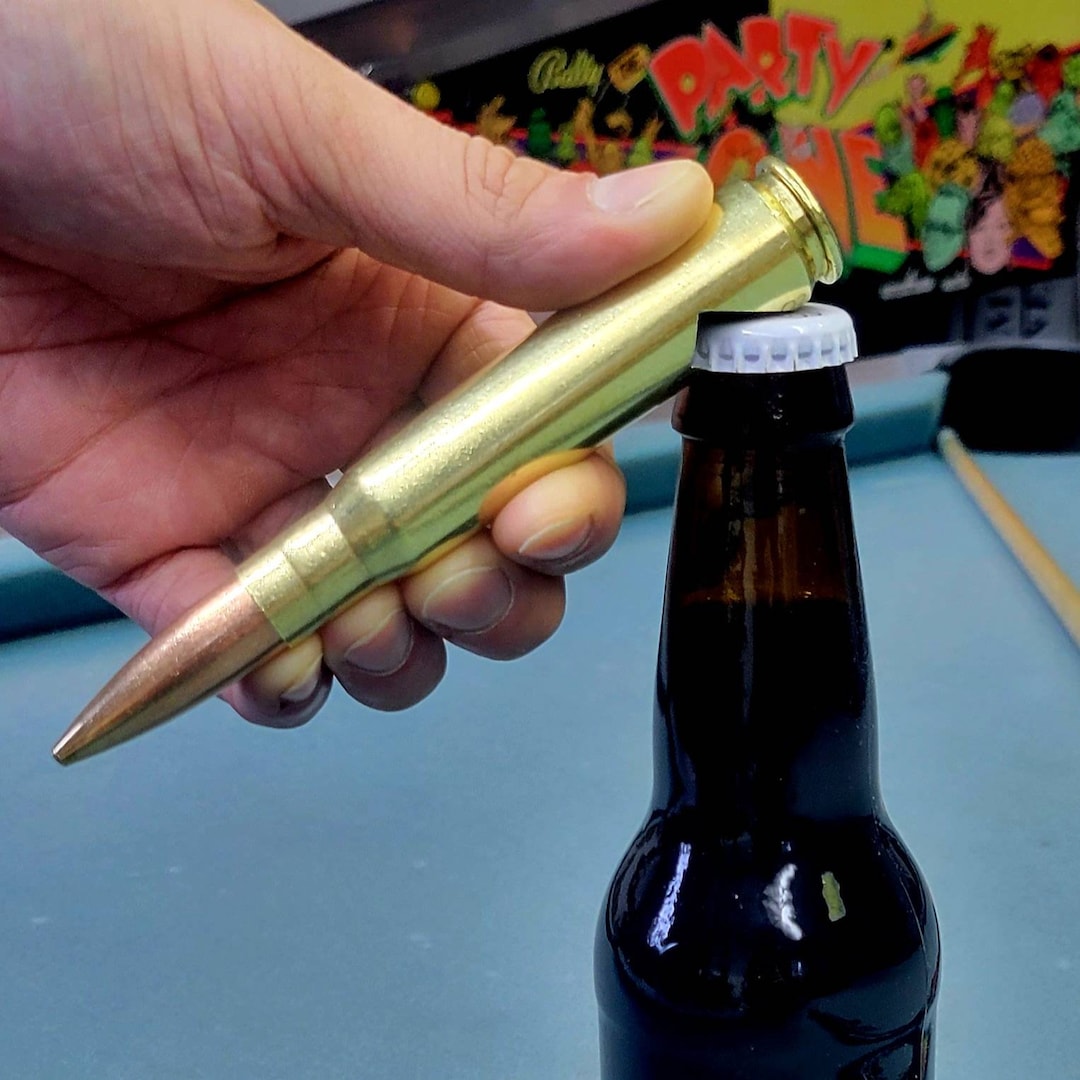 50 Caliber Brass Bullet Bottle Opener, Man Cave Accessory, Novelty ...