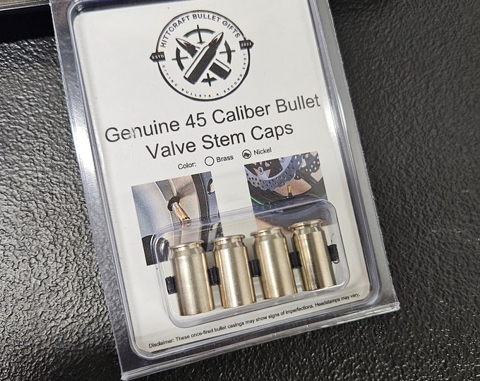 45 Caliber Nickel Bullet Casing Valve Stem Caps, Universal Bullet Valve ...
