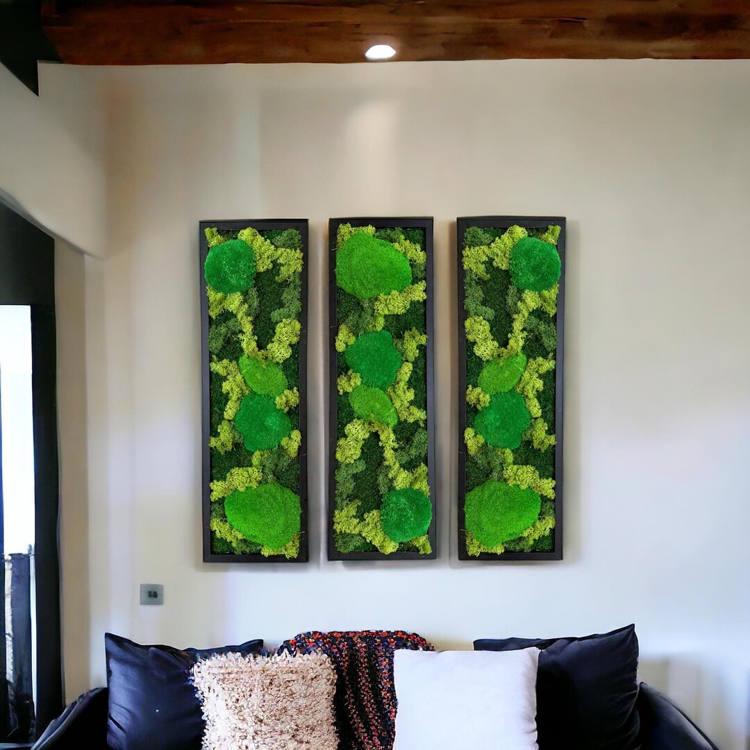 Vertically Moss Wall Art, Vertical Preserved Moss Wall Decor, Vertical ...