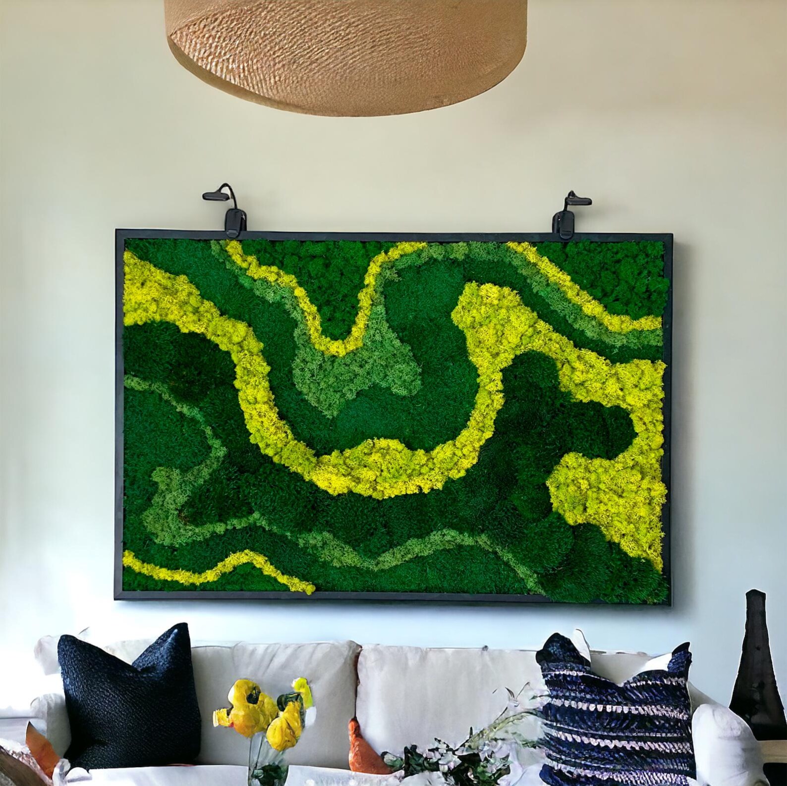 Preserved Moss Wall Art, LED Lighted Moss Wall Hanging, Led Lights 100% ...