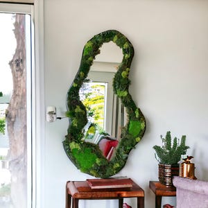 Preserved Moss Asymetrical Mirror, Real Moss Wavy Mirror, Reindeer Moss ...