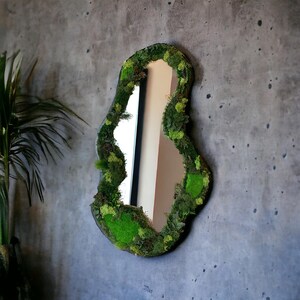 Preserved Moss Asymetrical Mirror, Real Moss Wavy Mirror, Reindeer Moss ...