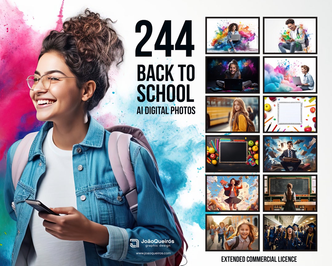 244 Back to School AI Digital Photos Pack - 244 Images - Ideal for ...