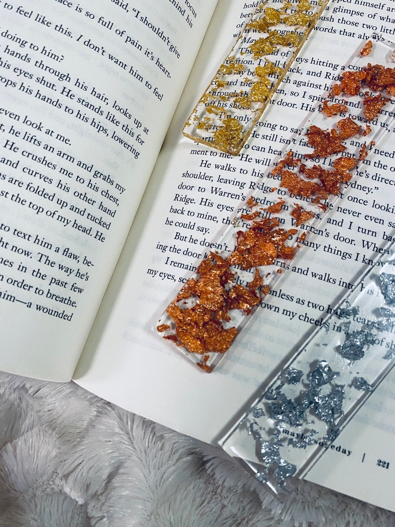 Personalized Resin Bookmark W/ Tassel Gold Flakes Stocking - Etsy
