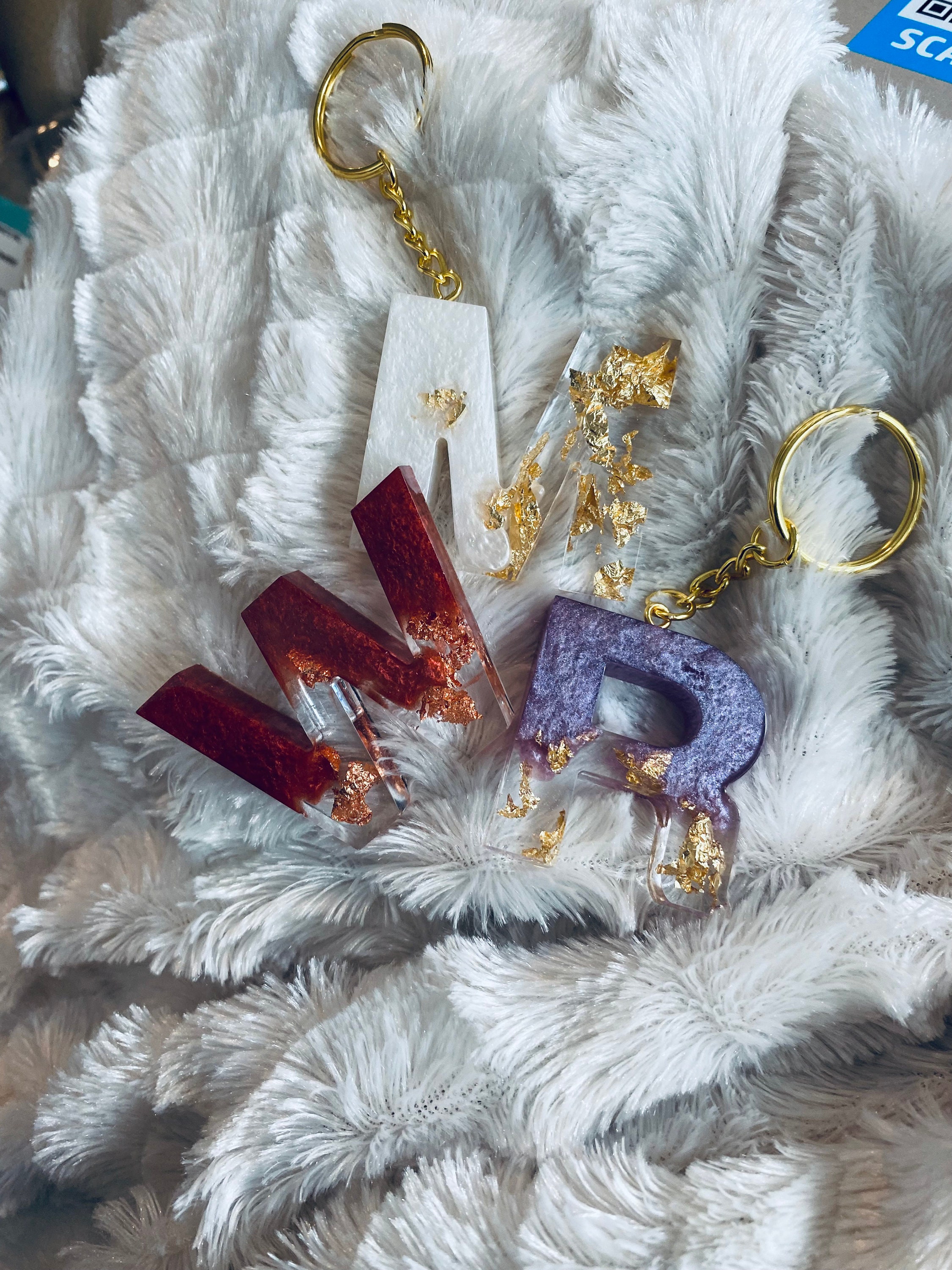 Initial Resin Keychain Custom Letter Keychain Personalized - Etsy