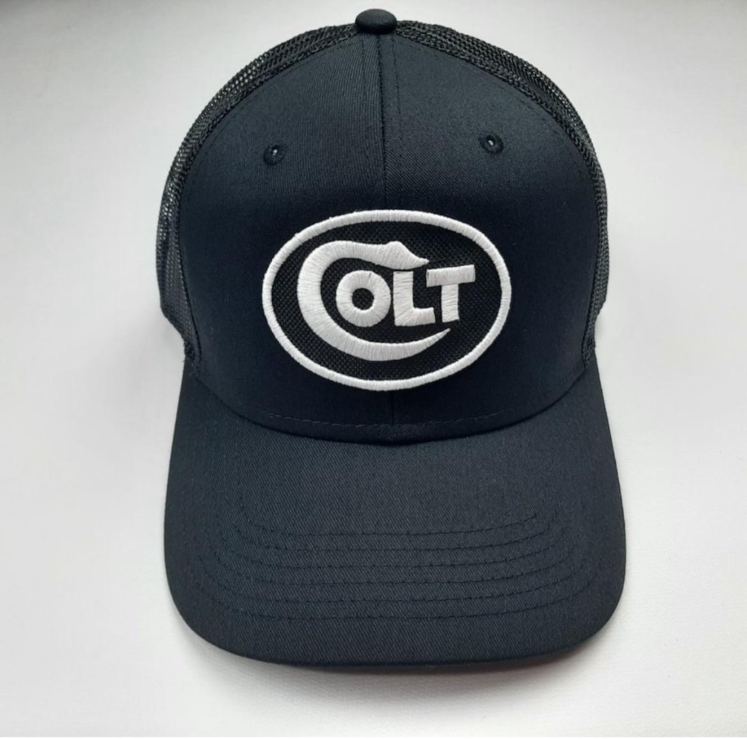 Colt Embroidered Patch Low Profile Mesh Snapback Cap Hat Black Curved Bill - Etsy