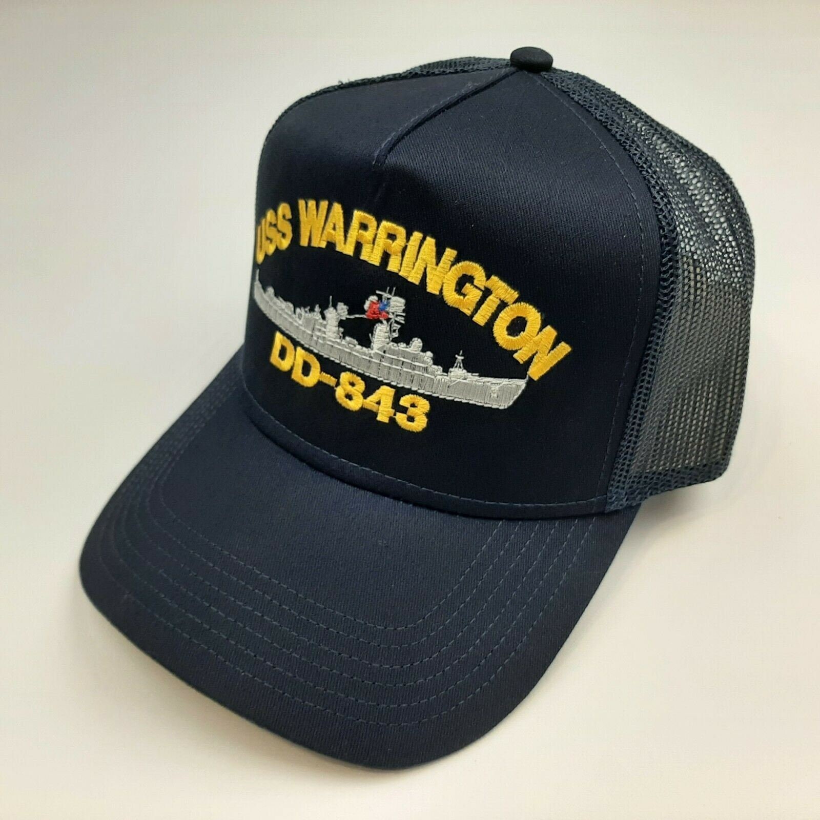 USS Warrington DD-843 Embroidered Mesh Snapback Cap Hat Blue - Etsy