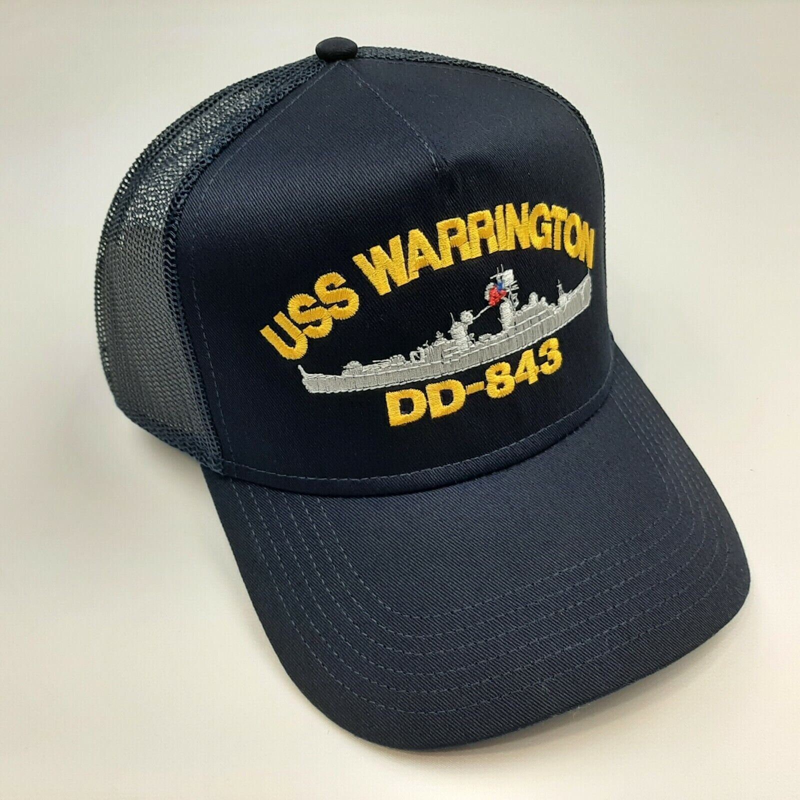 USS Warrington DD-843 Embroidered Mesh Snapback Cap Hat Blue - Etsy