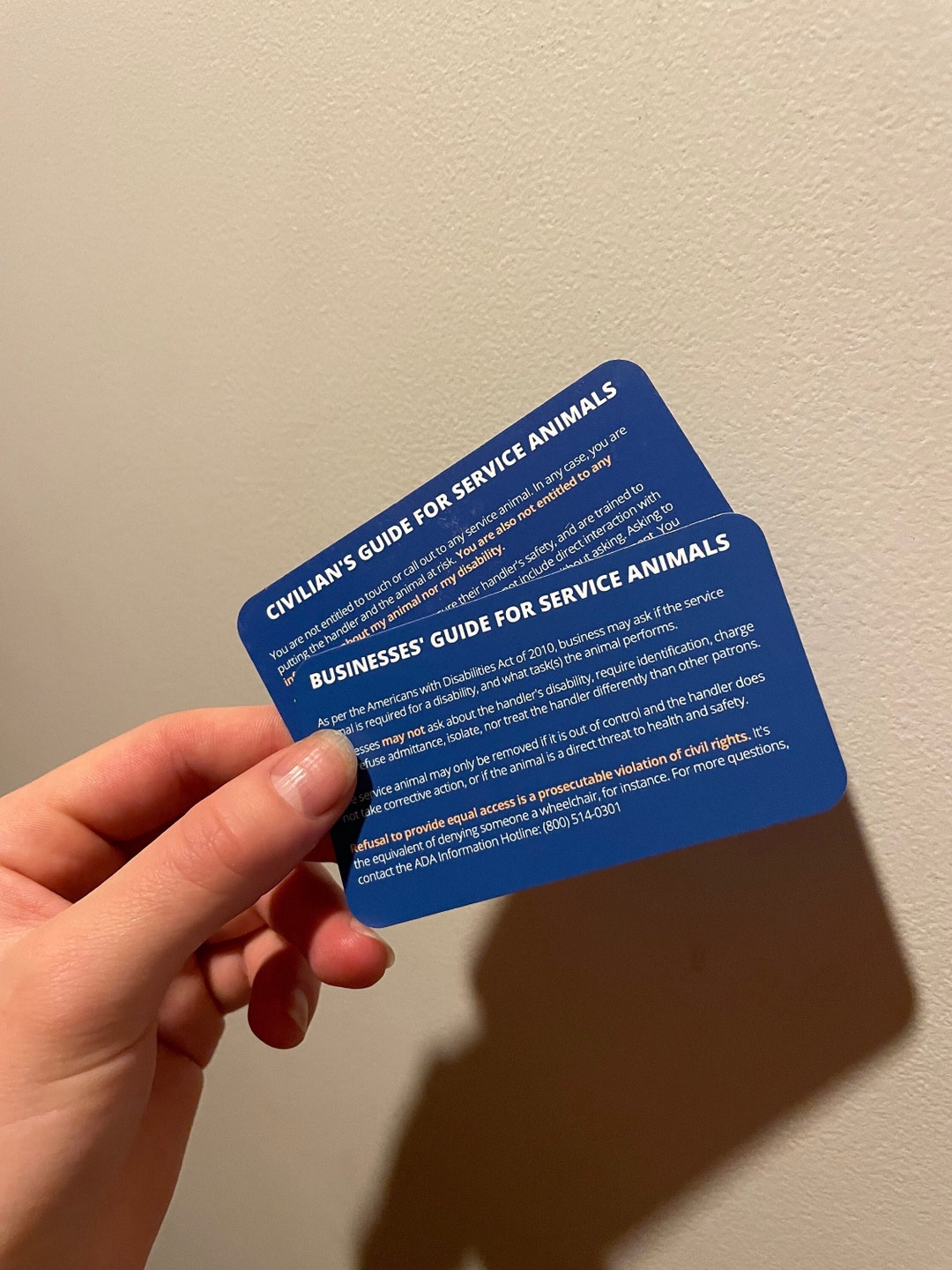 Service Animal Information/education Card or Print Template | ADA Law ...